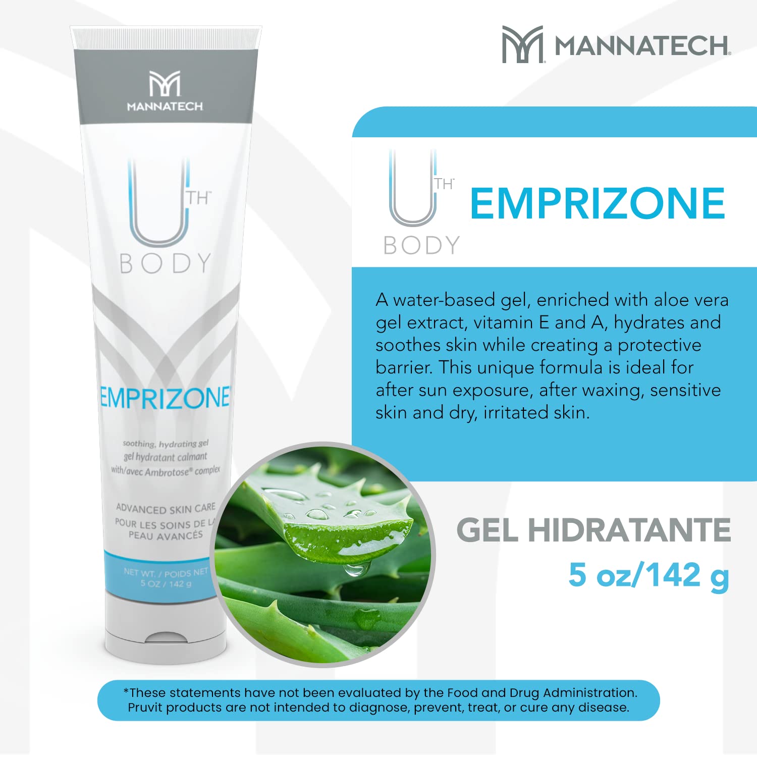 Fragrance-free aloe gel for daily use