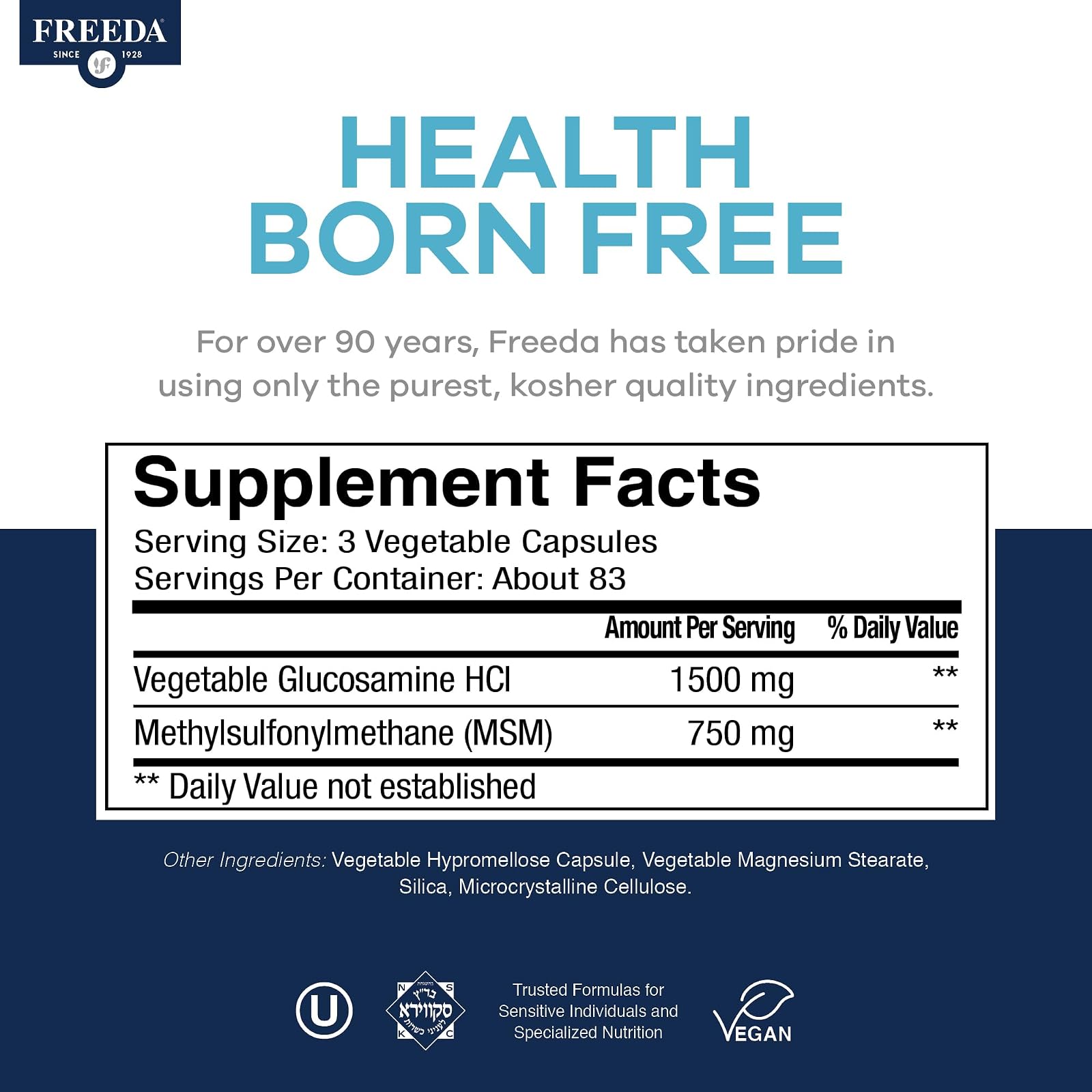FREEDA glucosamine 1500 mg benefits