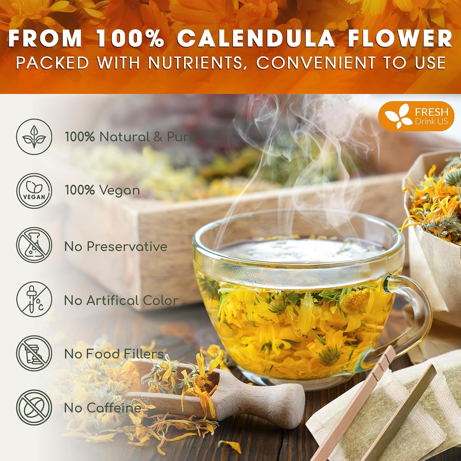 fresh calendula tea for wellness