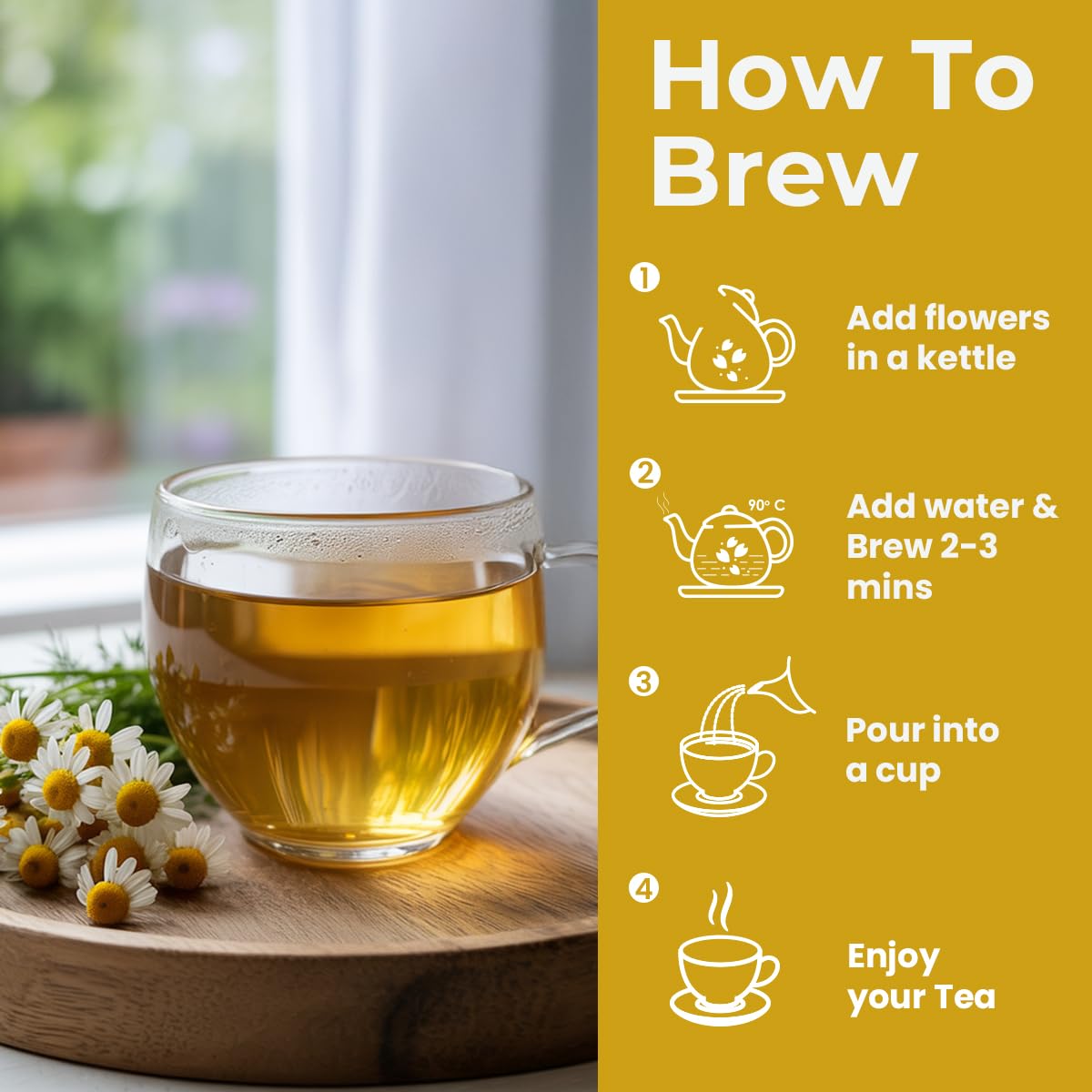 fresh chamomile tea for herbal infusion