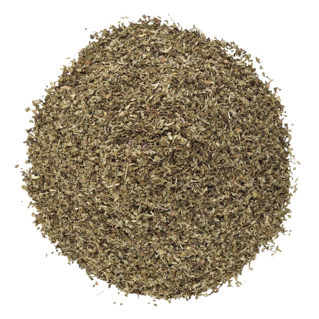 fresh cut spearmint leaf herbal infusion