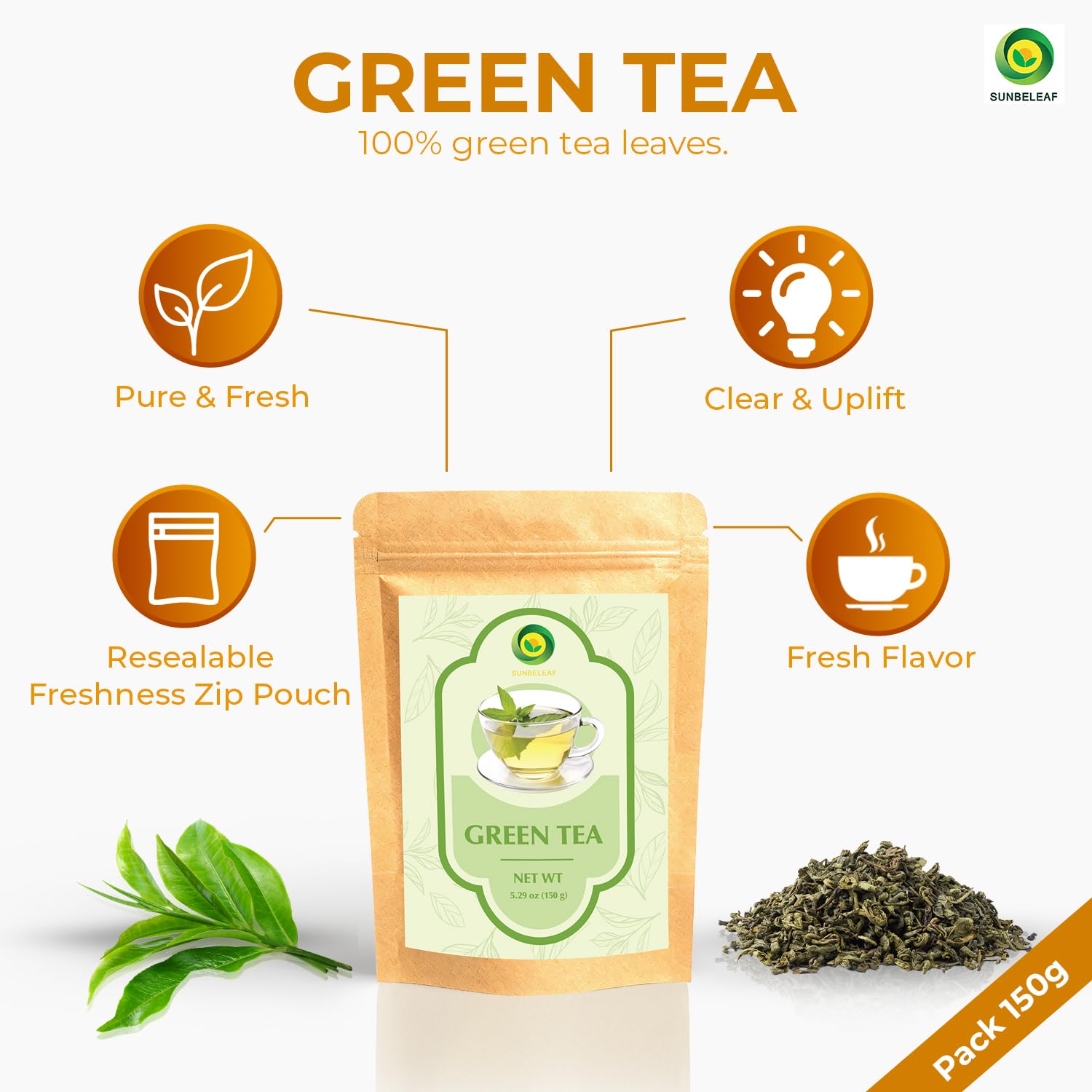 fresh green tea for brewing