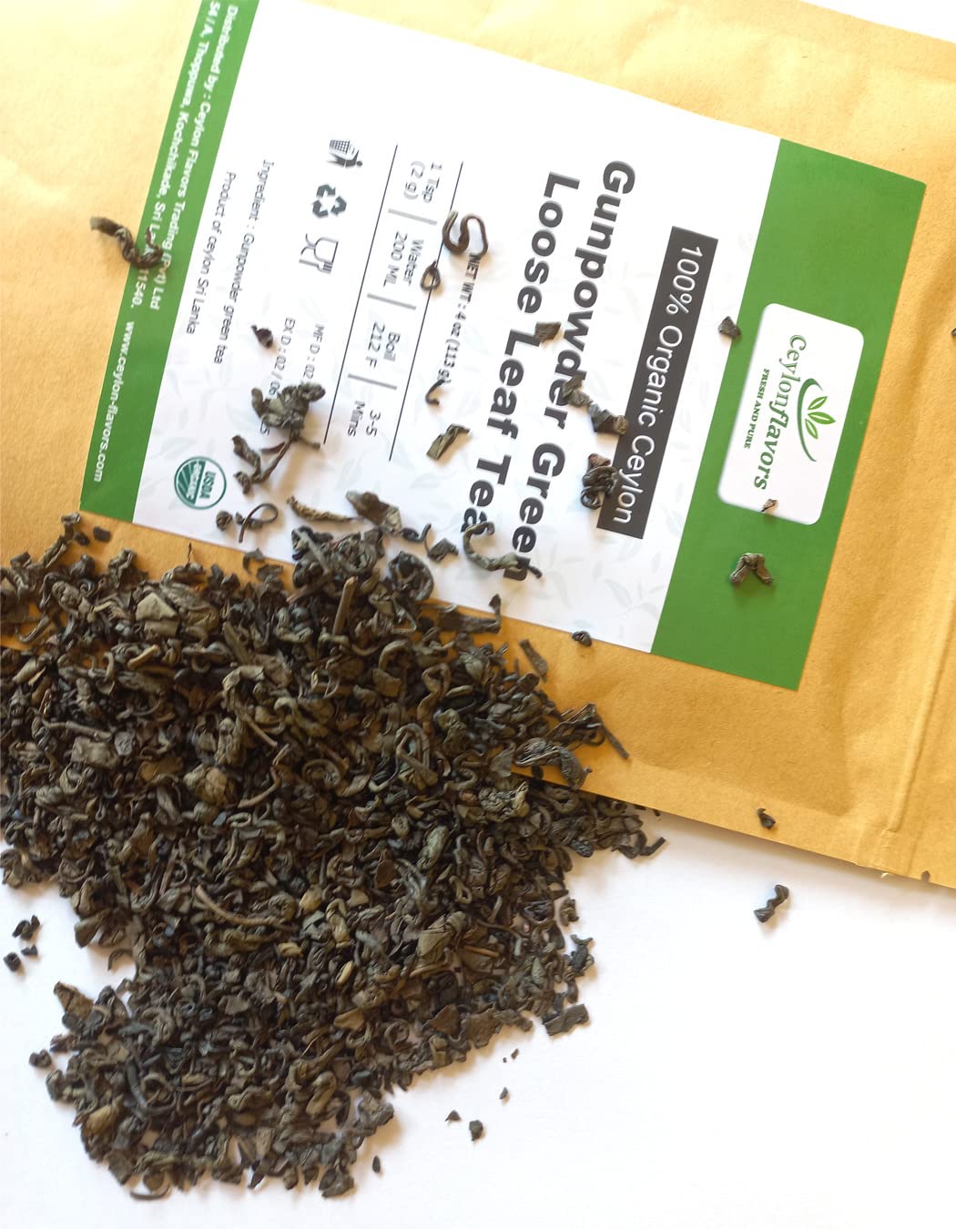 fresh pure gunpowder green tea