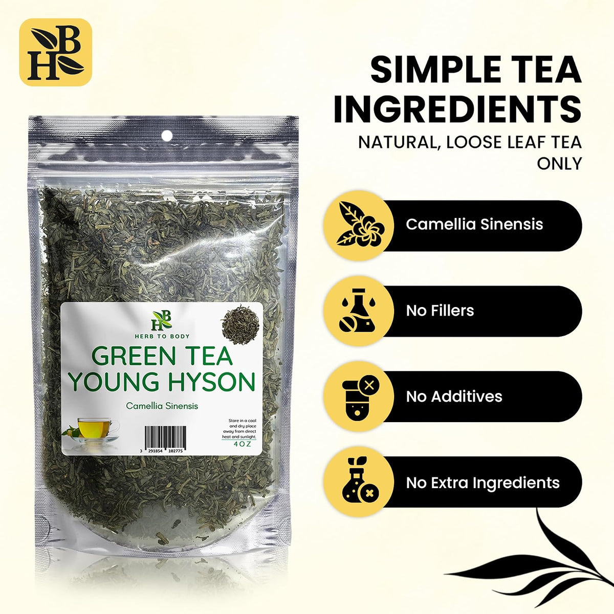 fresh Young Hyson green tea leaves