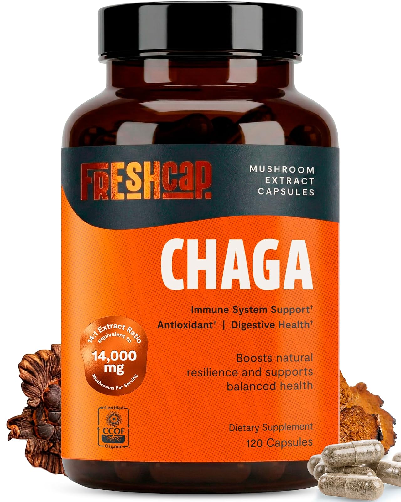 FreshCap chaga mushroom extract capsules