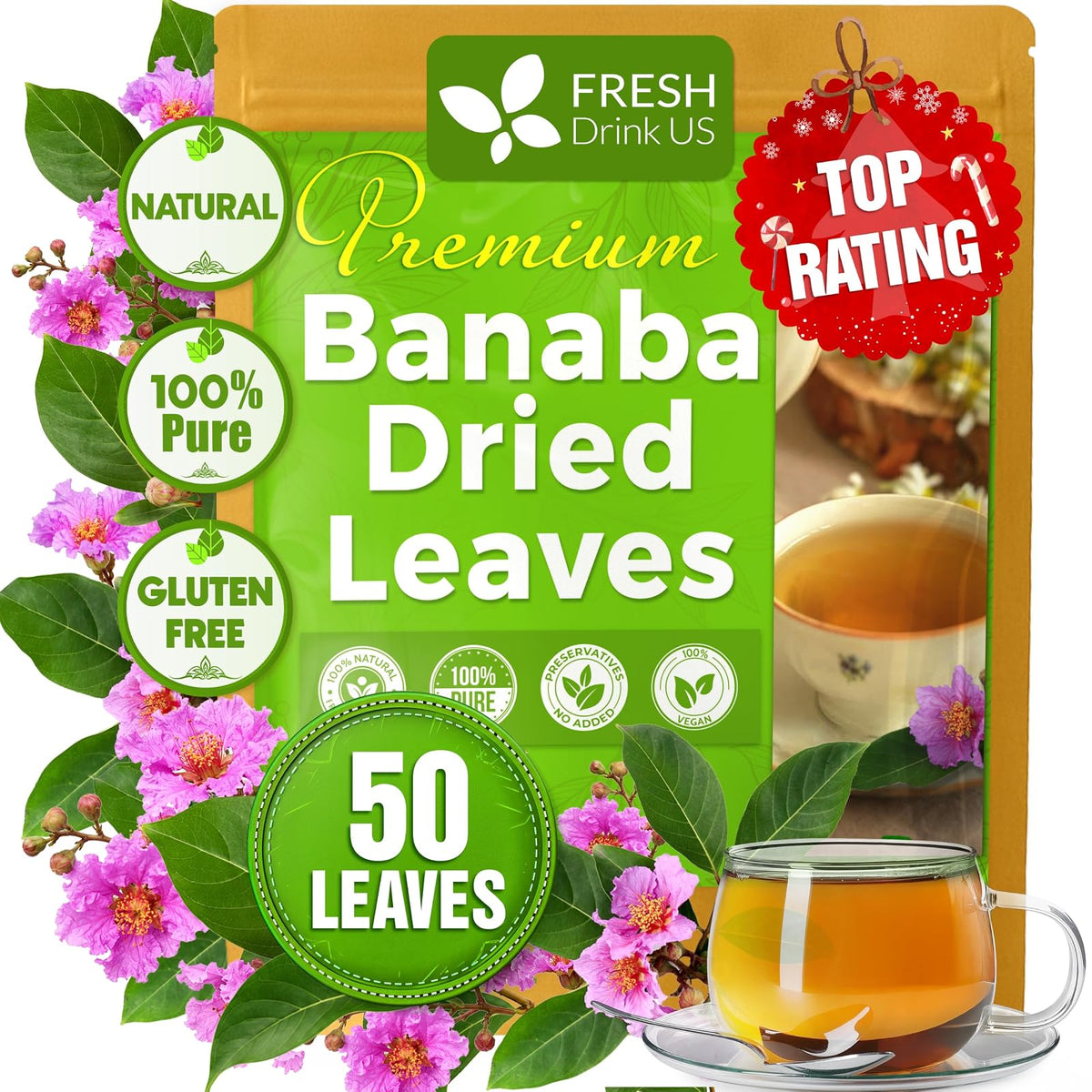 FreshDrinkUS banaba dried leaves herbal tea