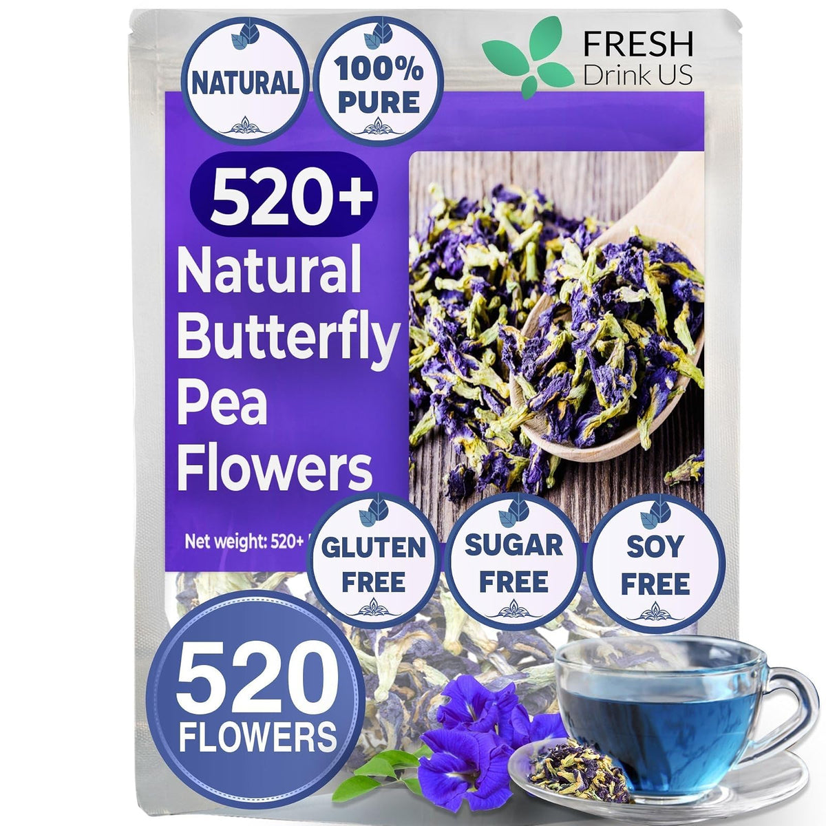 FreshDrinkUS butterfly pea flowers tea