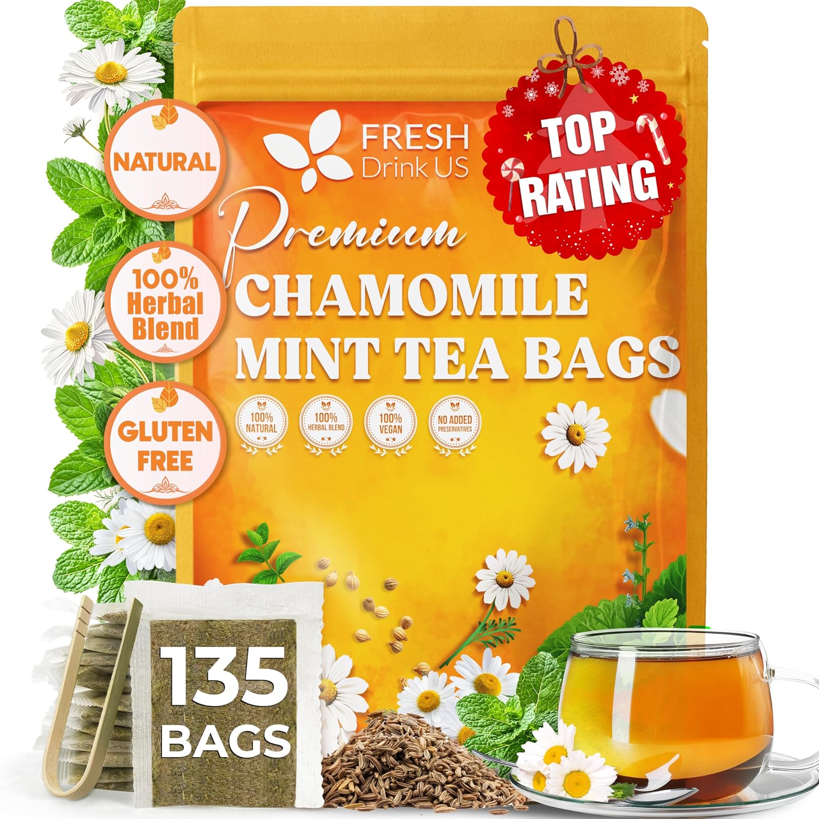 FreshDrinkUS chamomile mint tea bags