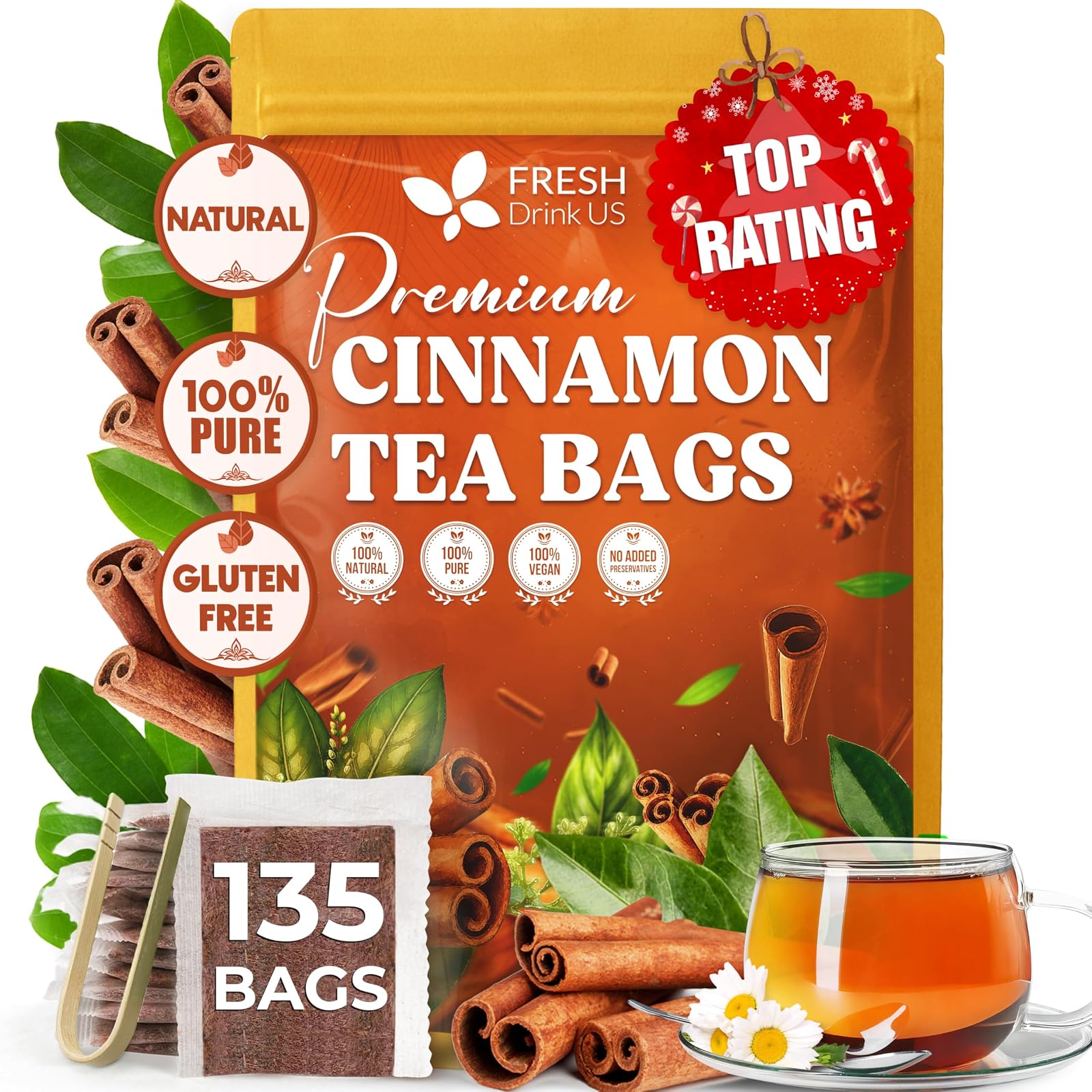 FreshDrinkUS cinnamon herbal tea bags