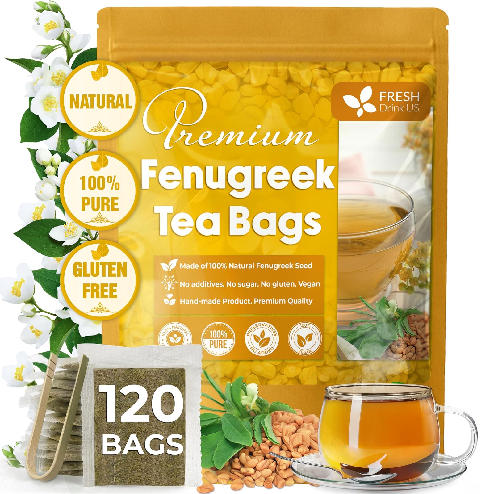 FreshDrinkUS fenugreek herbal tea bags