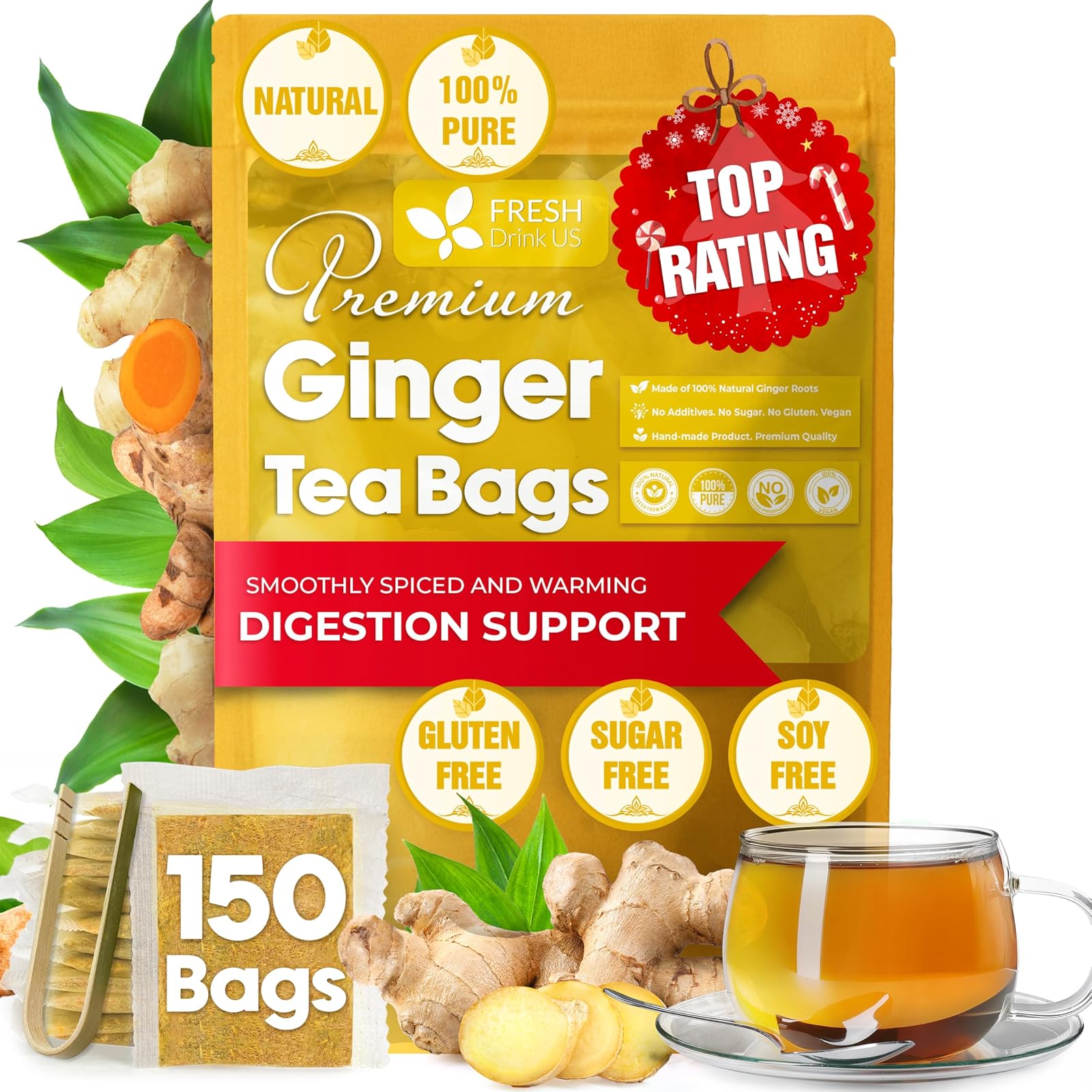 FreshDrinkUS ginger tea bags