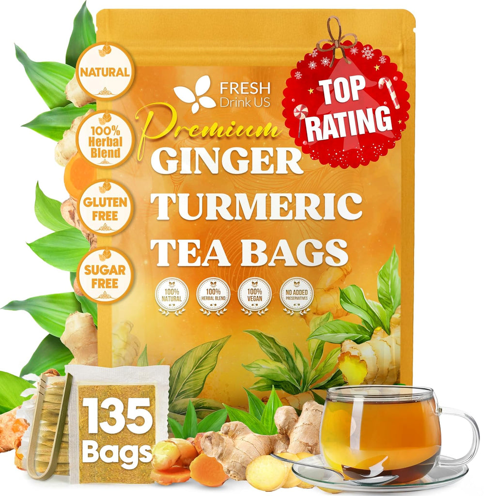 FreshDrinkUS ginger turmeric herbal tea bags