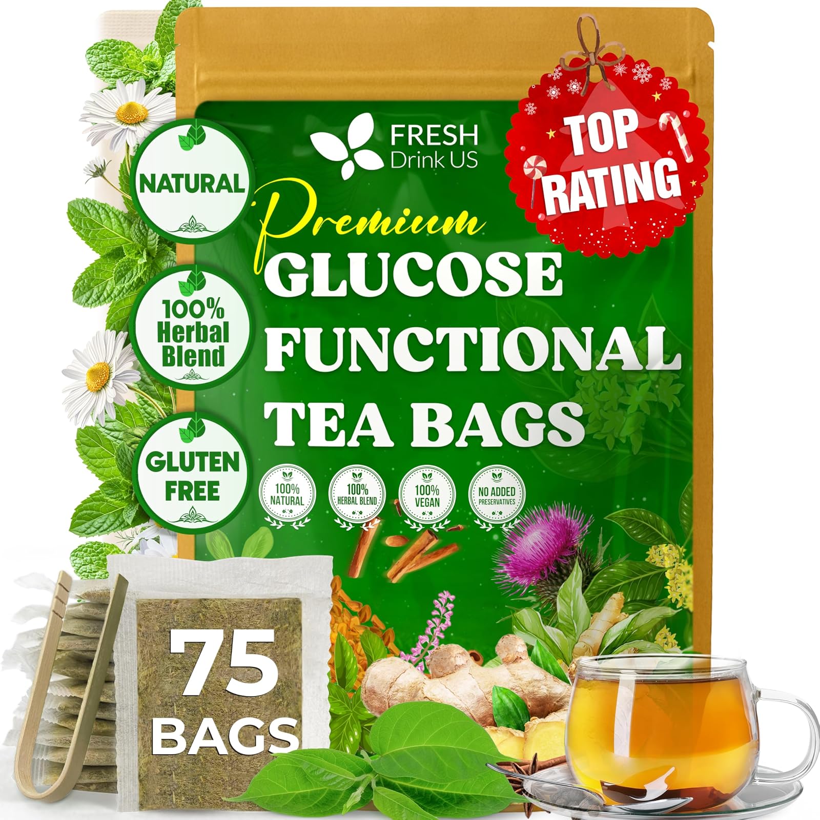 FreshDrinkUS herbal tea for glucose support