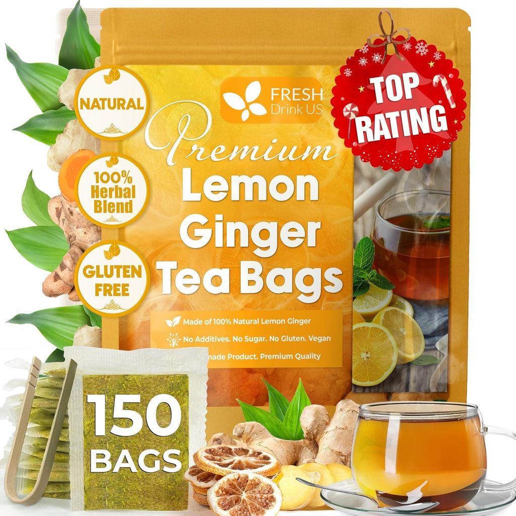 FreshDrinkUS lemon ginger herbal tea bags