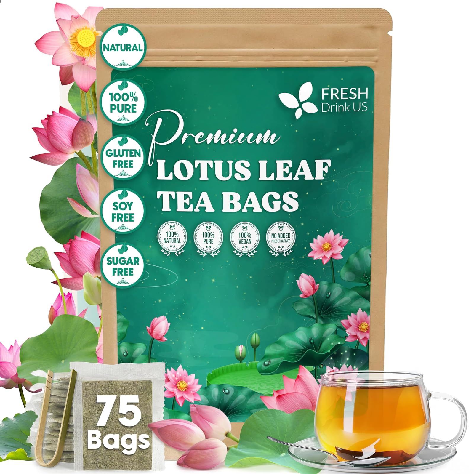 FreshDrinkUS Lotus Leaf Tea bags