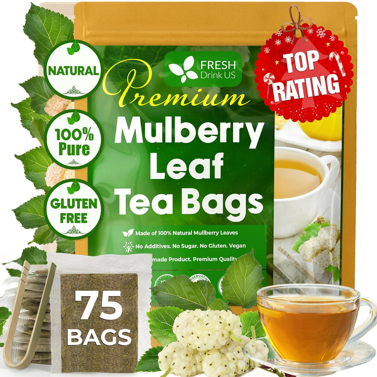 FreshDrinkUS mulberry leaf herbal tea bags
