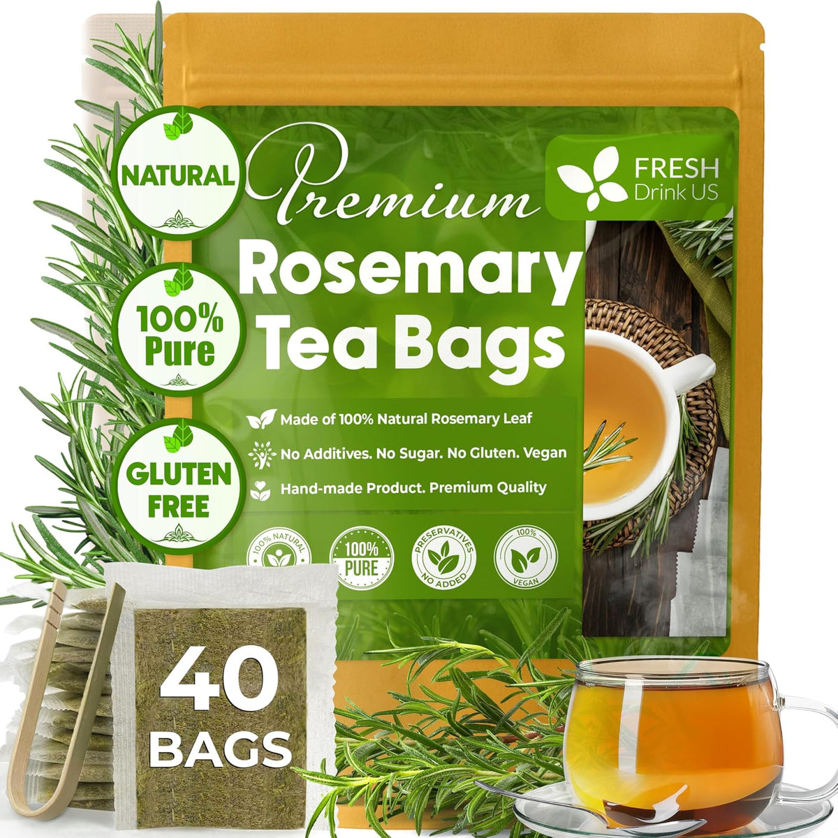 FreshDrinkUS rosemary herbal tea bags