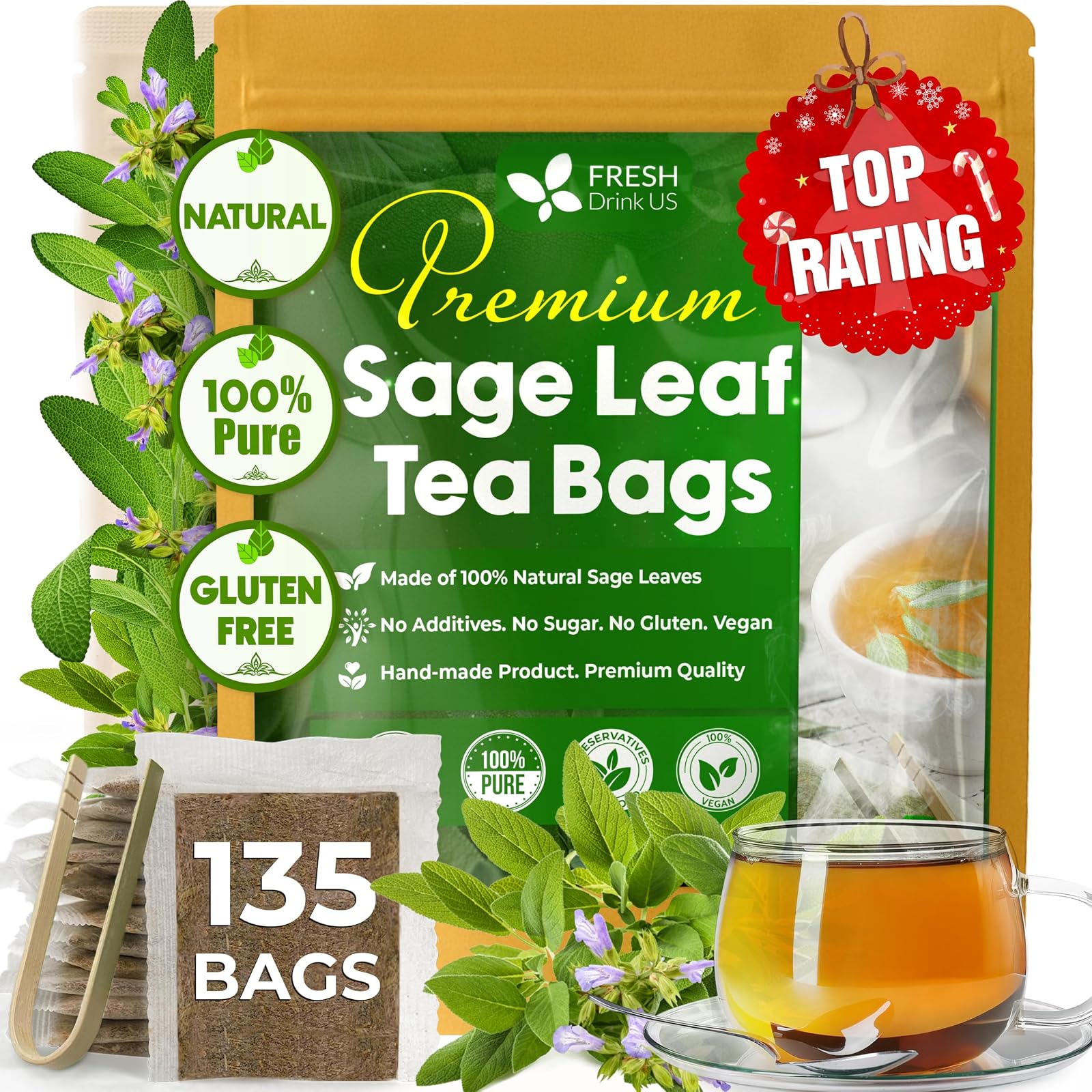 FreshDrinkUS sage leaf herbal tea