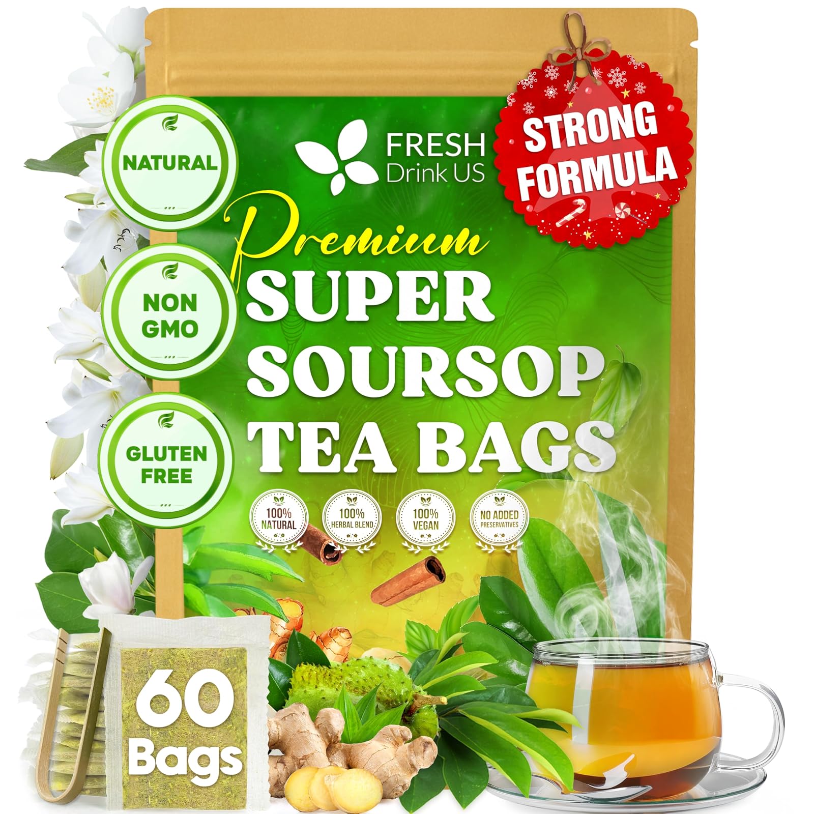 FreshDrinkUS soursop herbal tea bags
