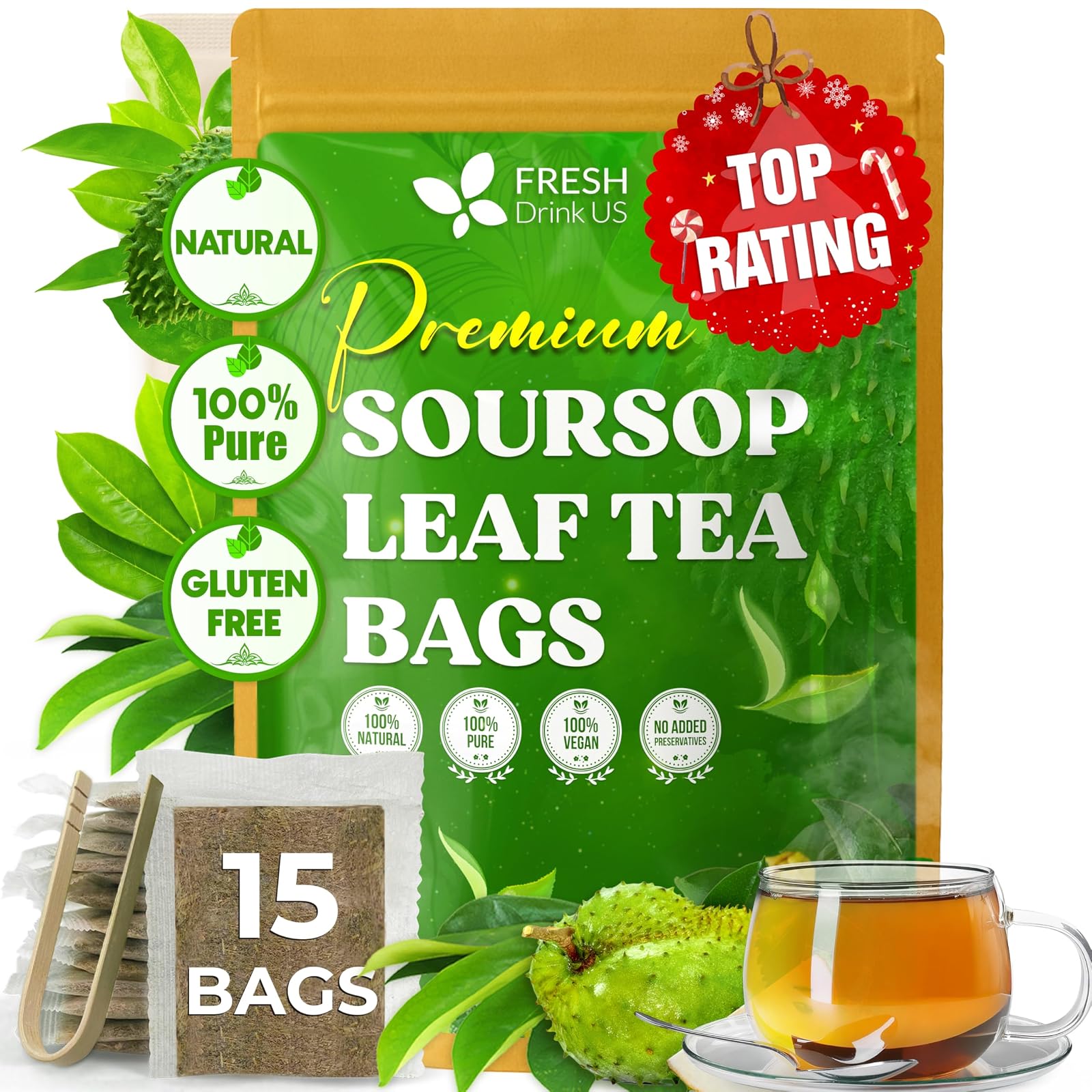 FreshDrinkUS soursop leaf tea bags