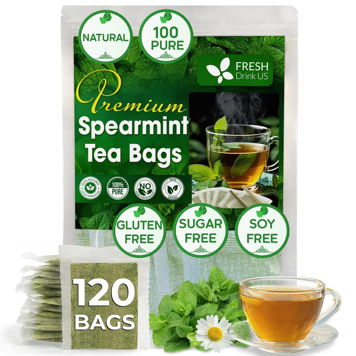 FreshDrinkUS spearmint herbal tea bags