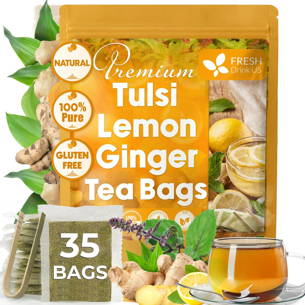 FreshDrinkUS Tulsi Lemon Ginger tea bags