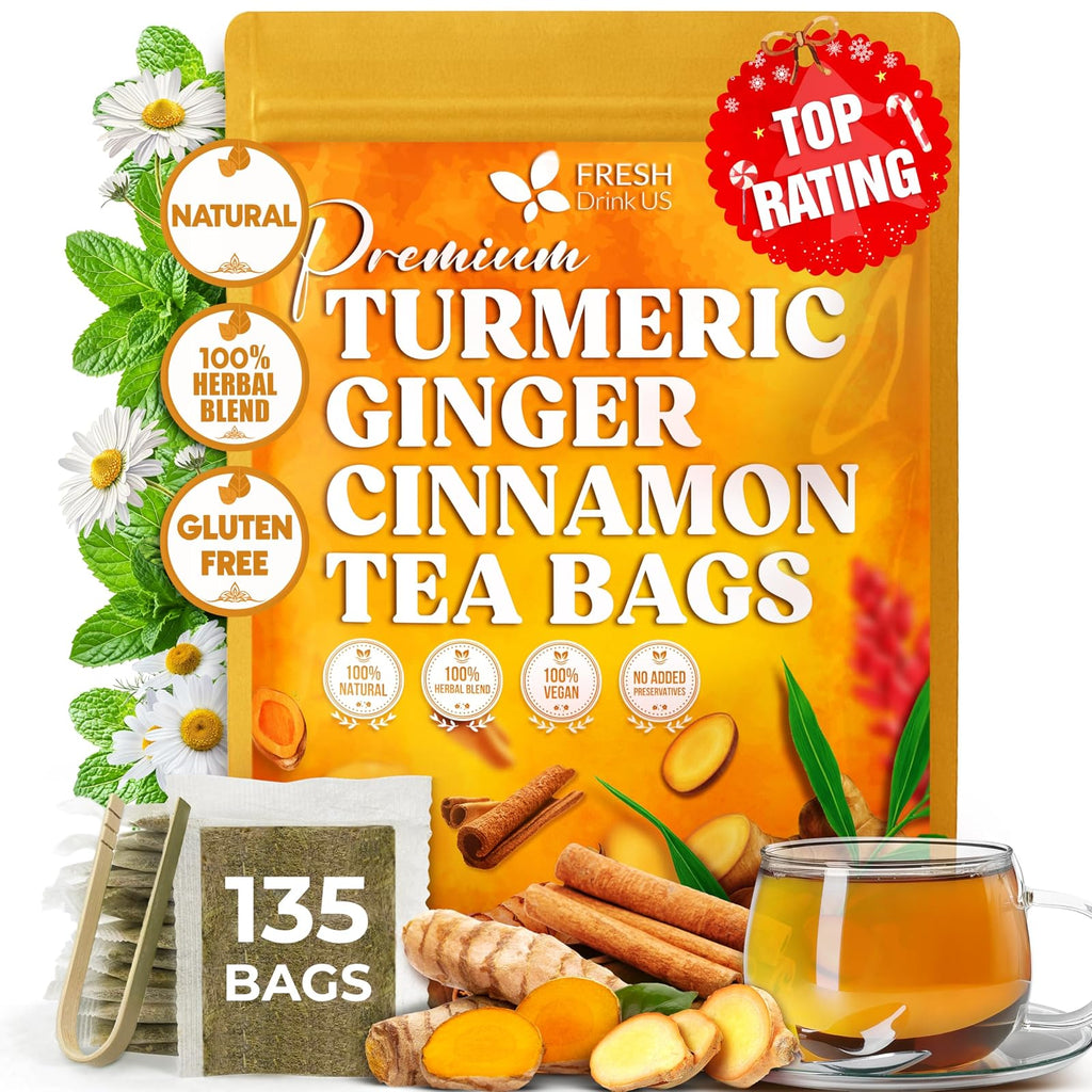 FreshDrinkUS turmeric ginger cinnamon tea bags