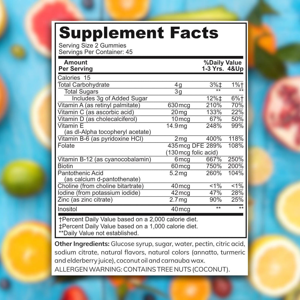 fruit flavored gummy multivitamin