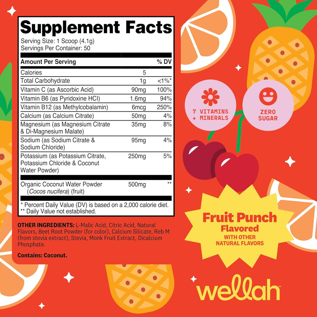 Fruit punch electrolyte powder for energy