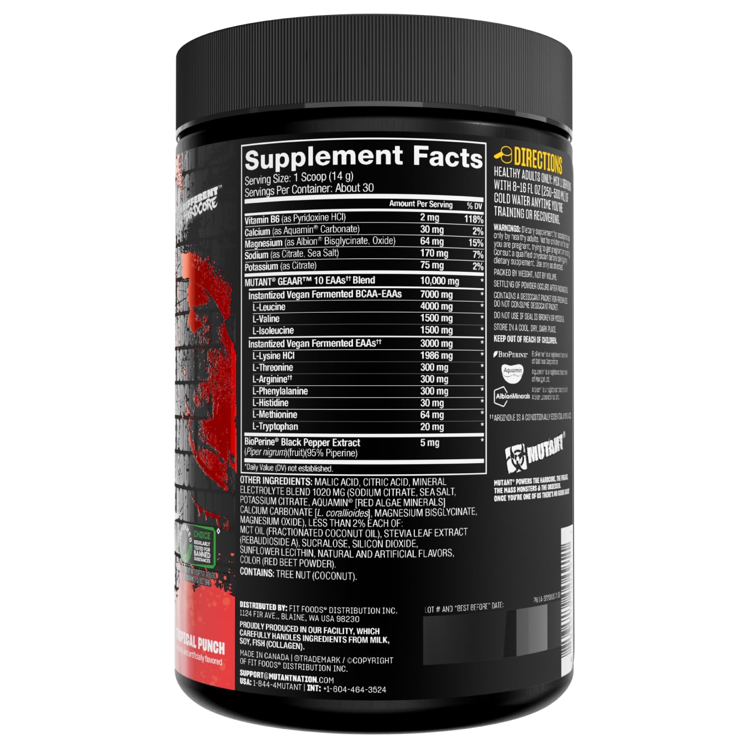 Fruit punch flavour amino acid blend