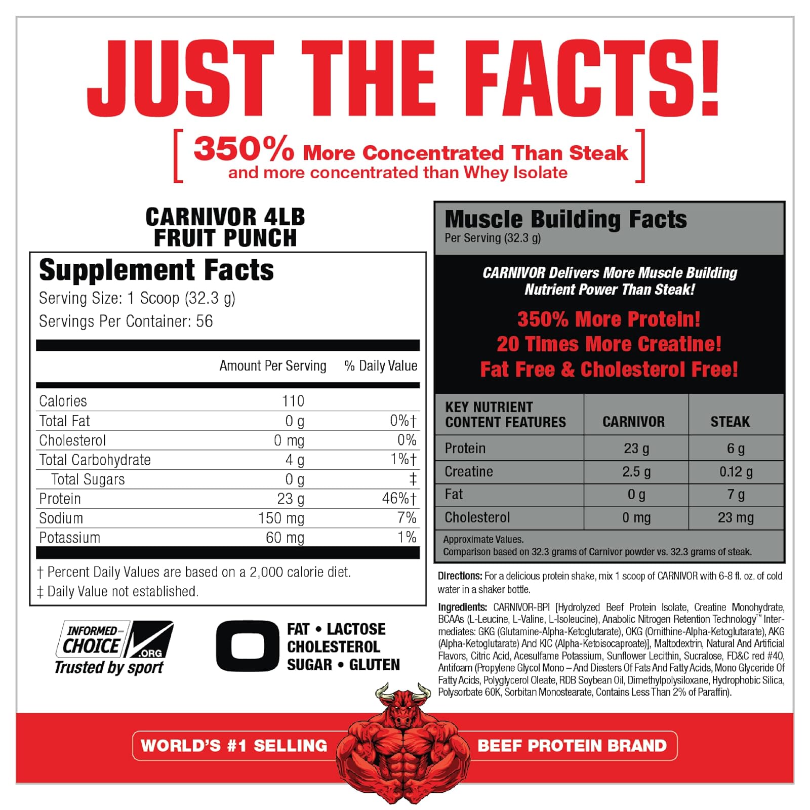 Fruit punch flavour beef protein