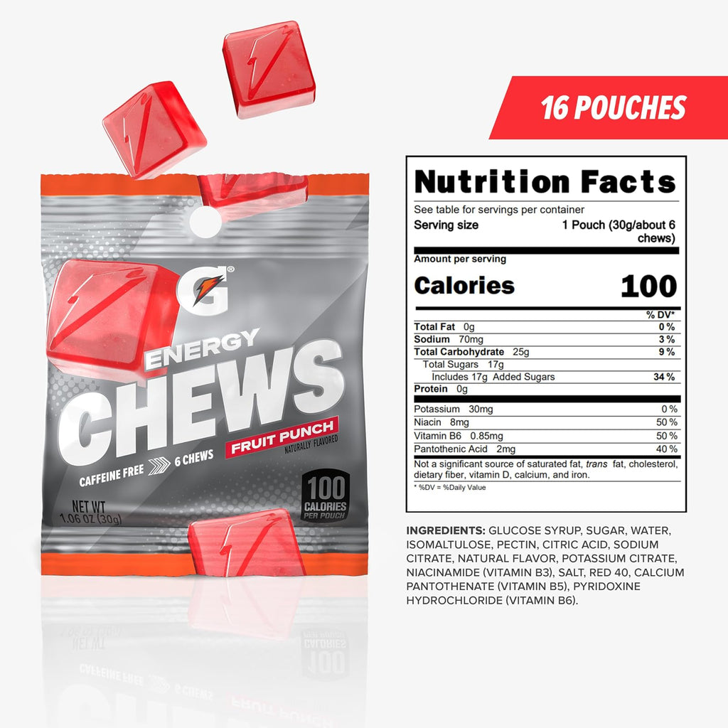 Fruit punch flavour energy chews