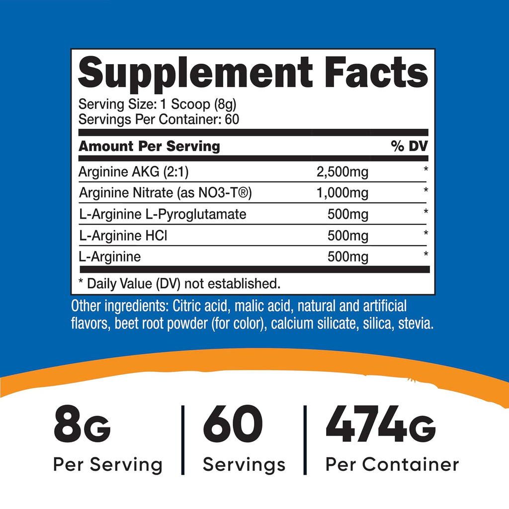 Fruit punch flavour L-Arginine complex
