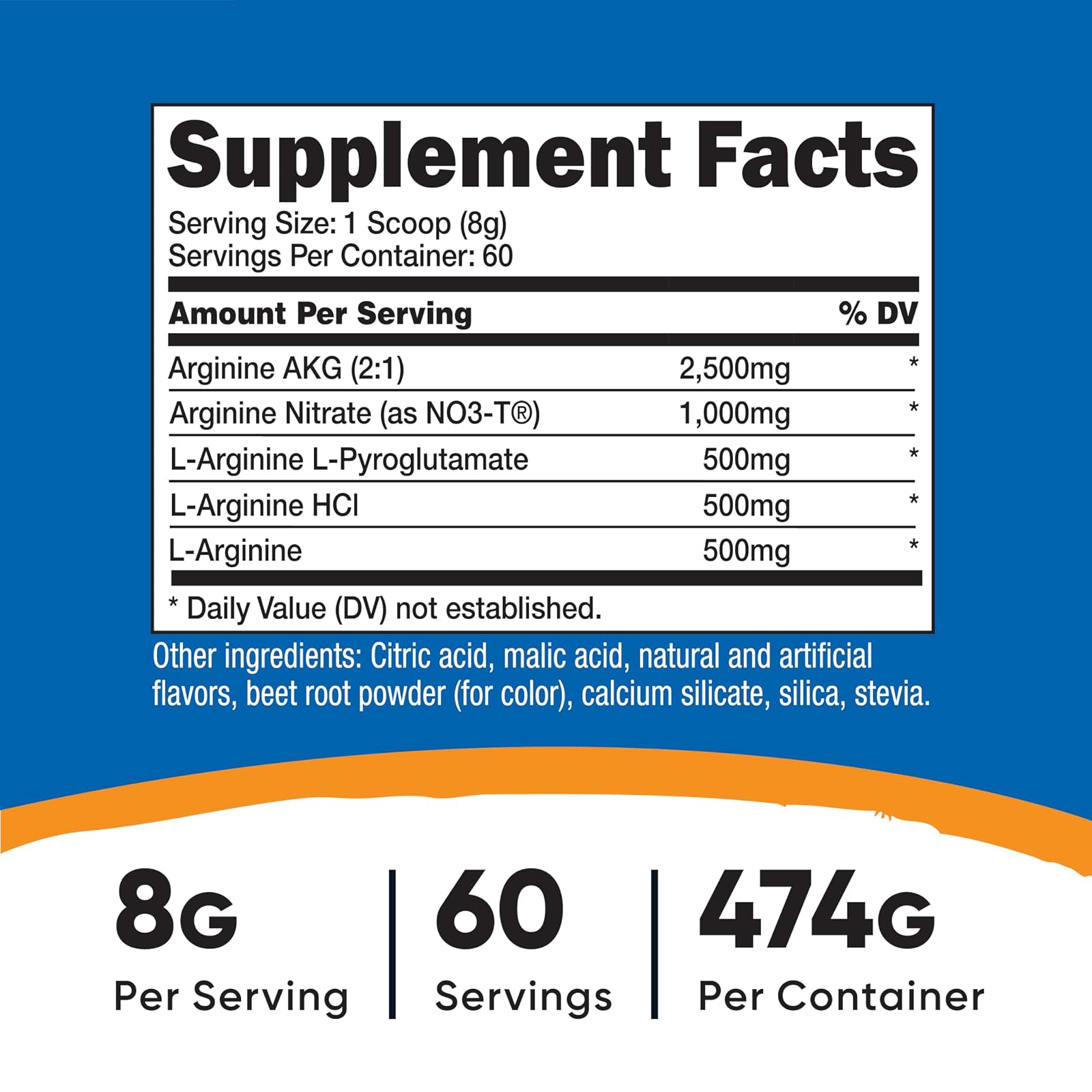 Fruit punch flavour L-Arginine complex