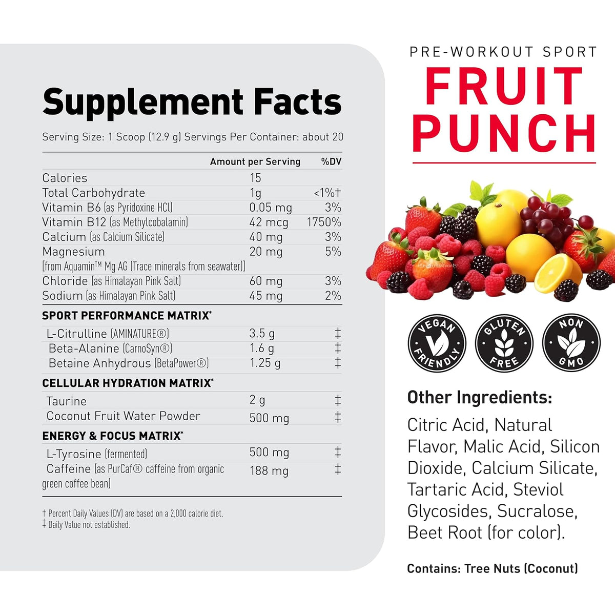 fruit punch flavour pre-workout drink