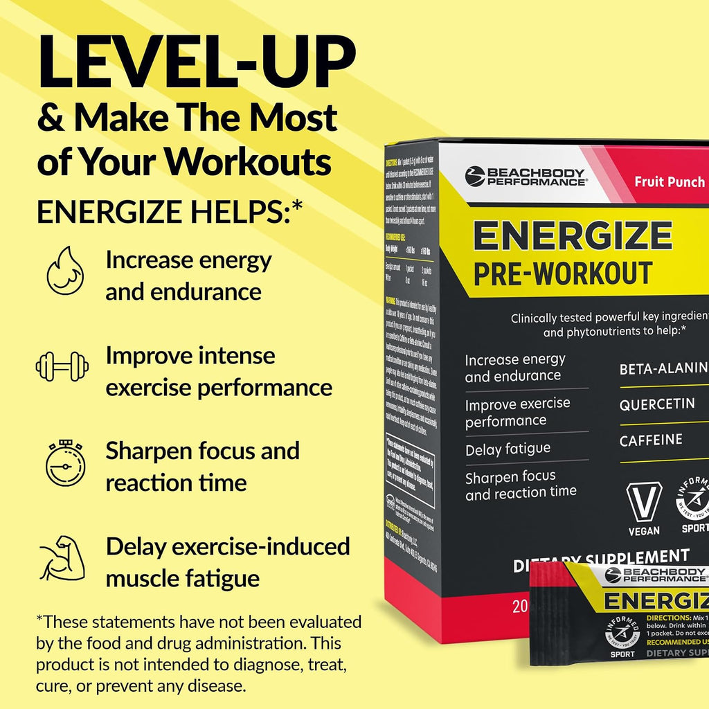 Fruit punch flavour pre-workout supplement