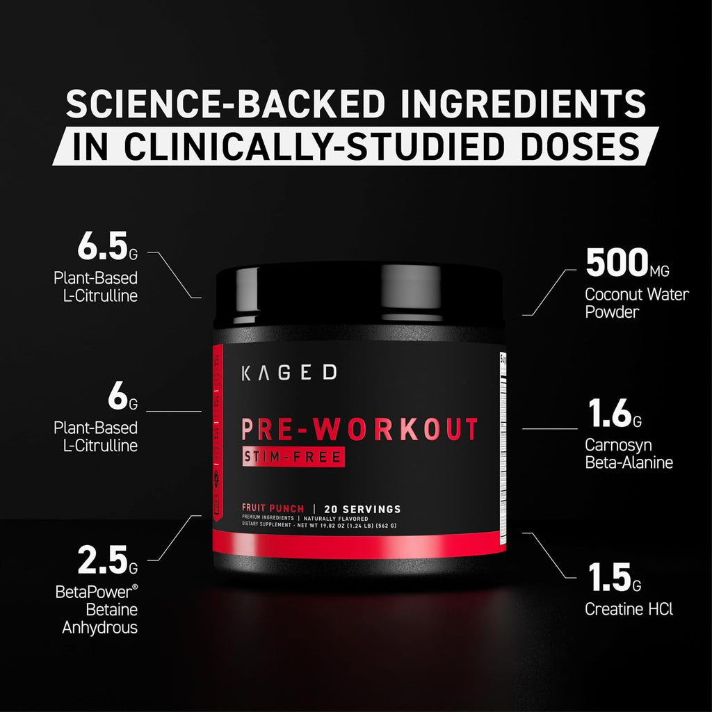 Fruit punch flavour pre-workout supplement