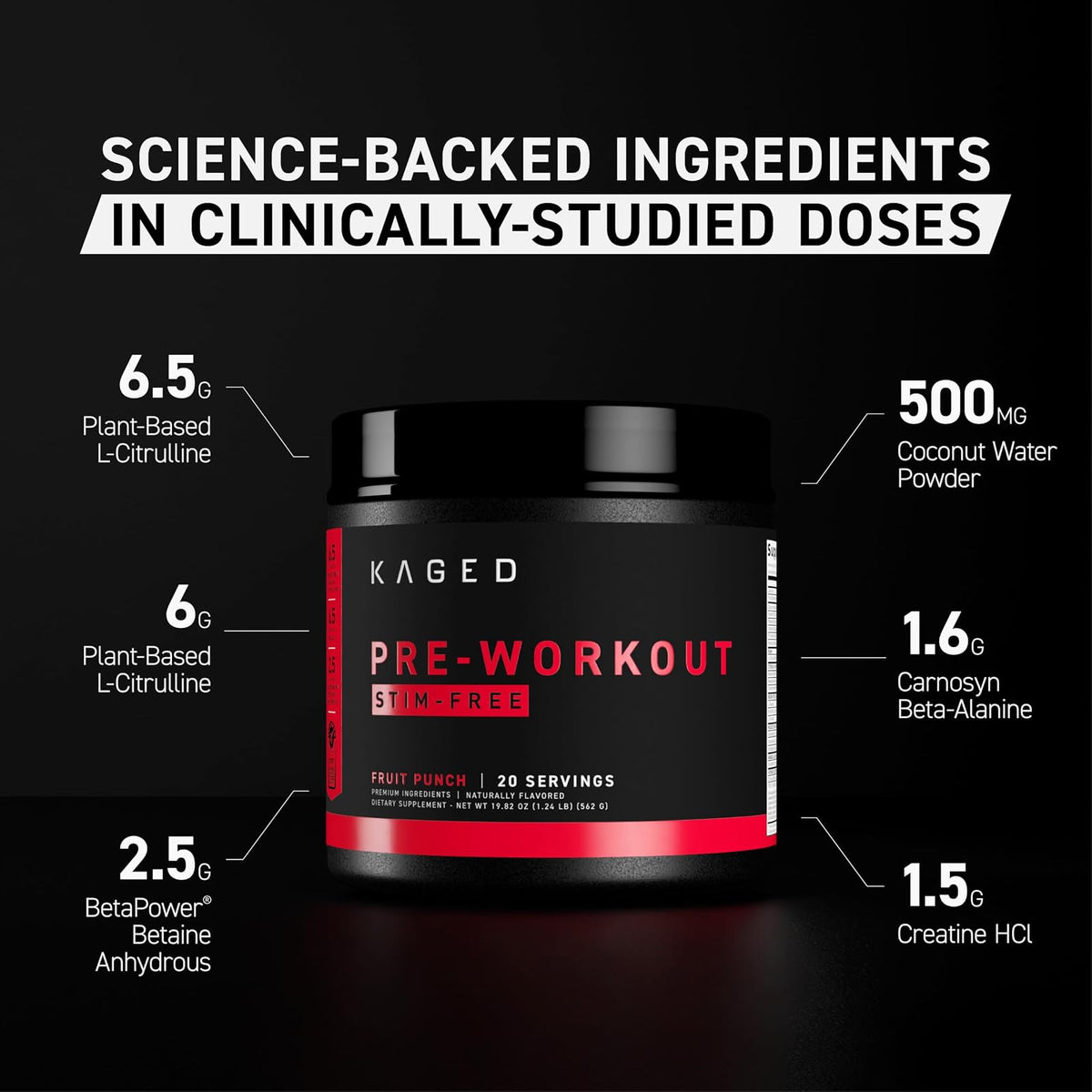Fruit punch flavour pre-workout supplement
