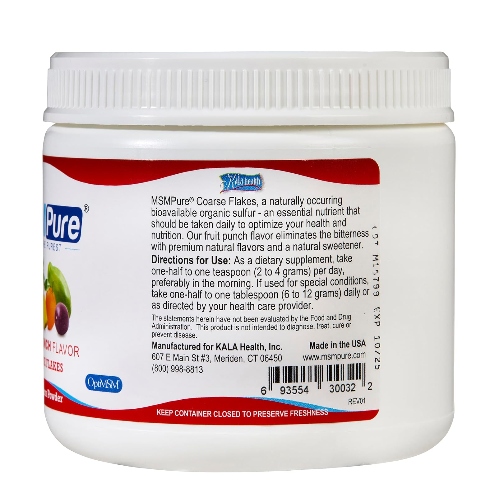Fruit punch MSM powder supplement