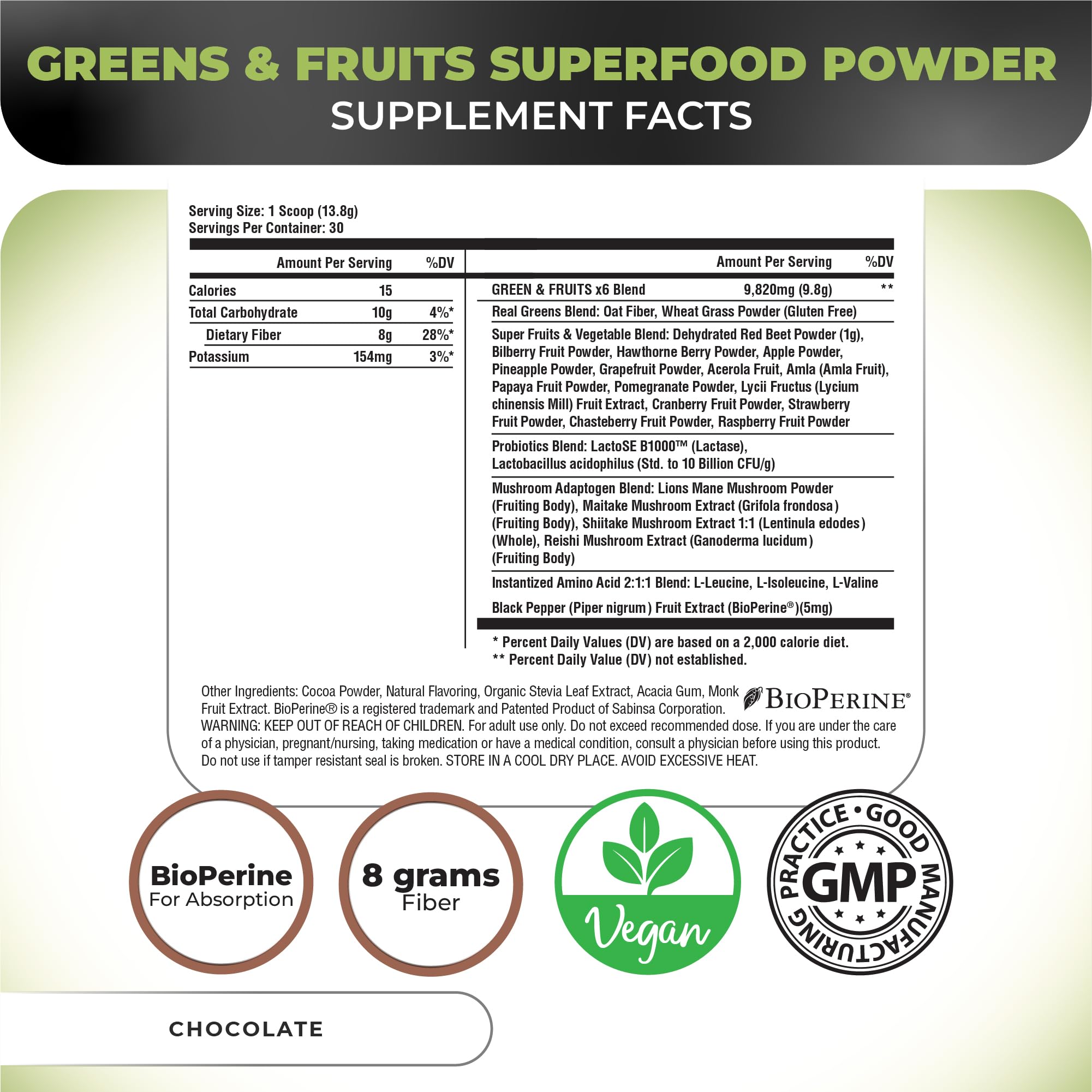 fruits and vegetables powder blend