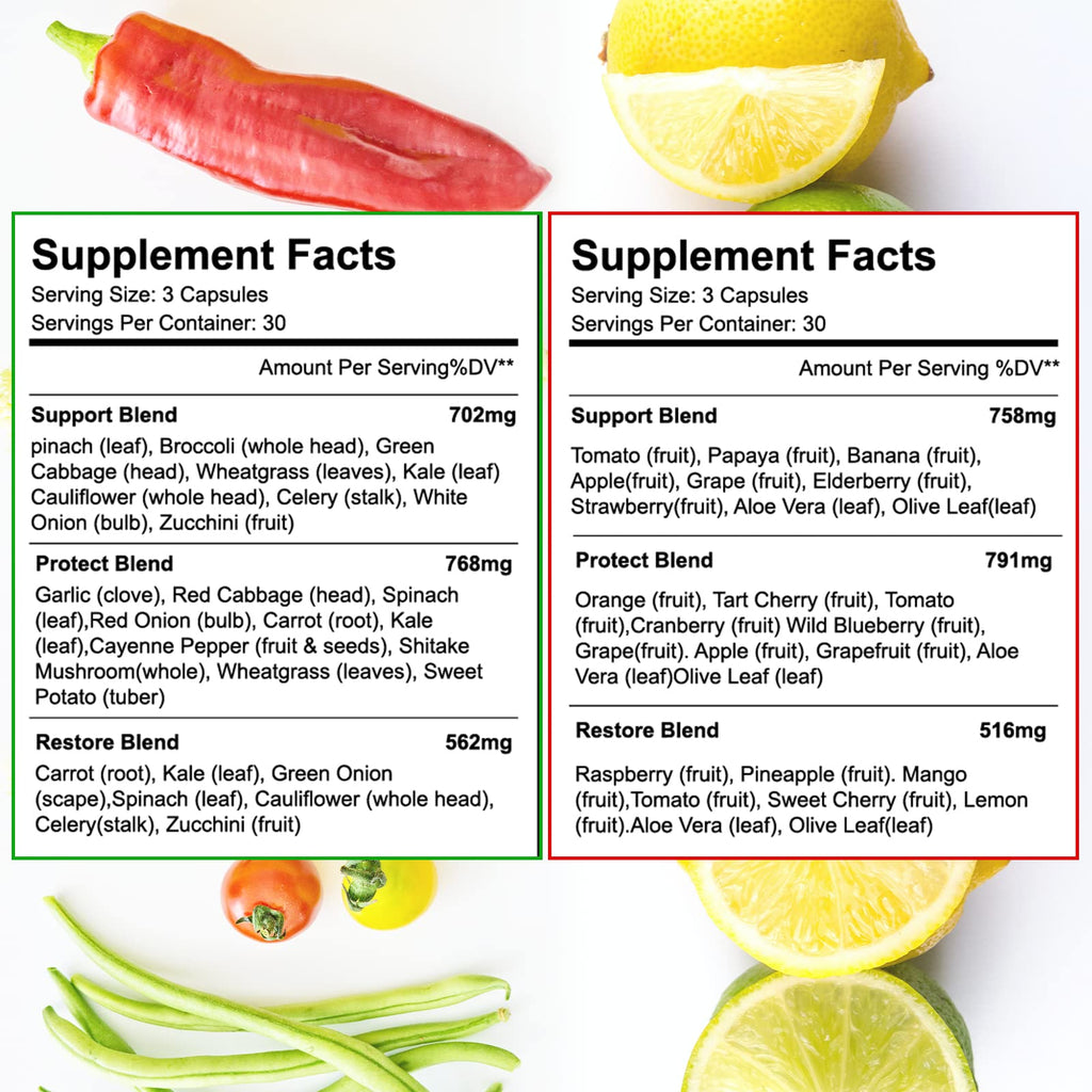 Fruits and veggies blend for daily nutrition