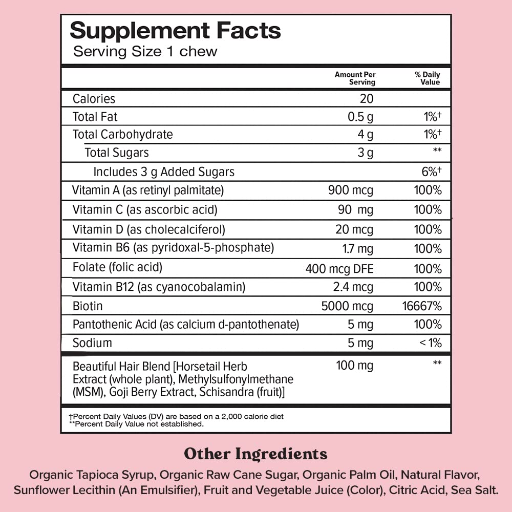 fruity hair chews with biotin benefits