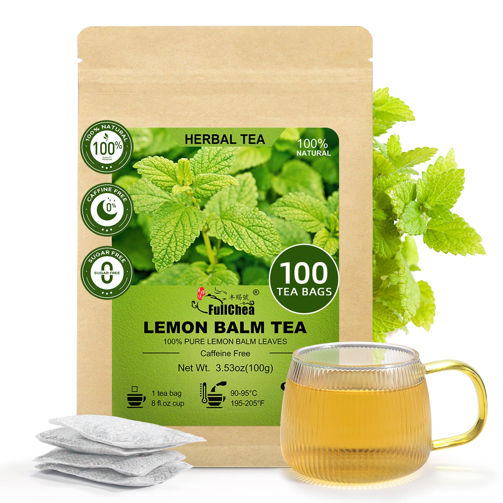 FullChea lemon balm herbal tea bags