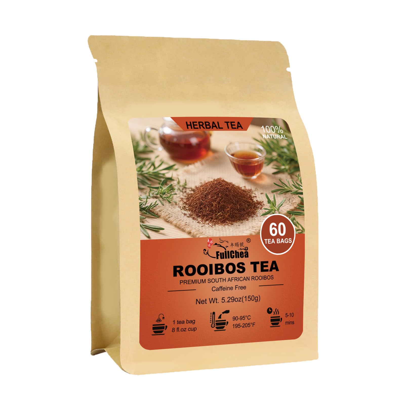 fullchea rooibos tea bags 60 count