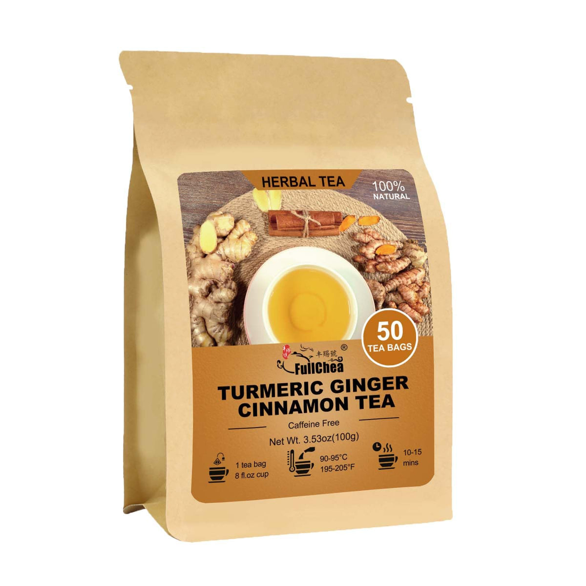 FullChea turmeric ginger herbal tea bags