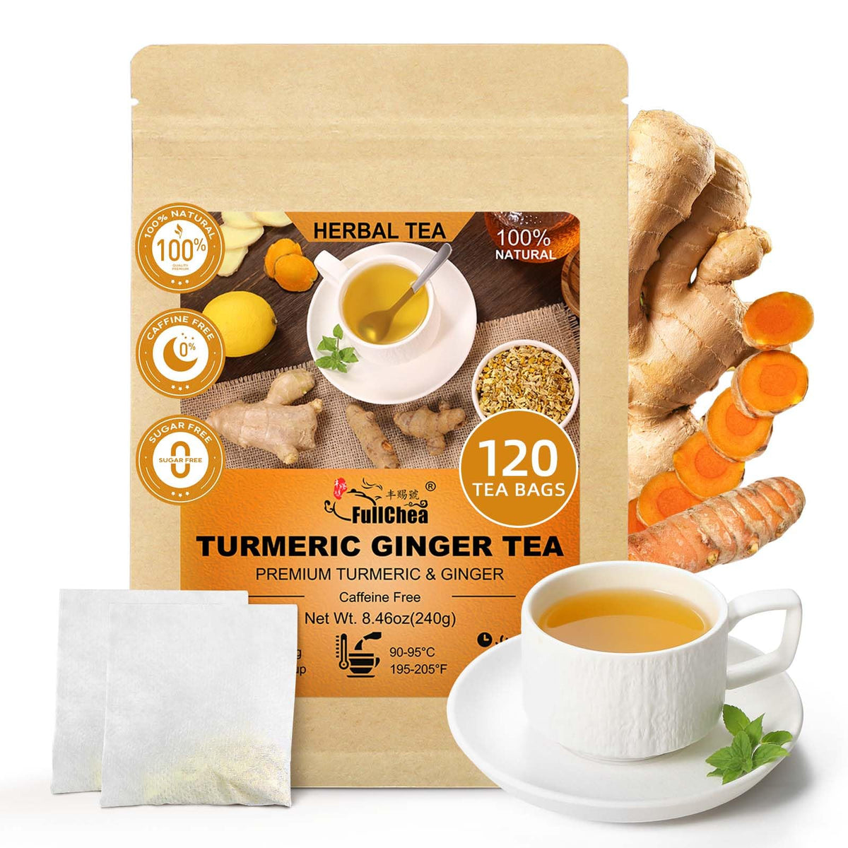 FullChea turmeric ginger tea bags