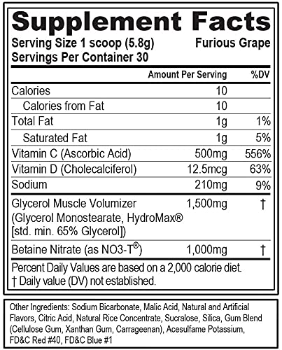 Furious Grape nitric oxide energy supplement