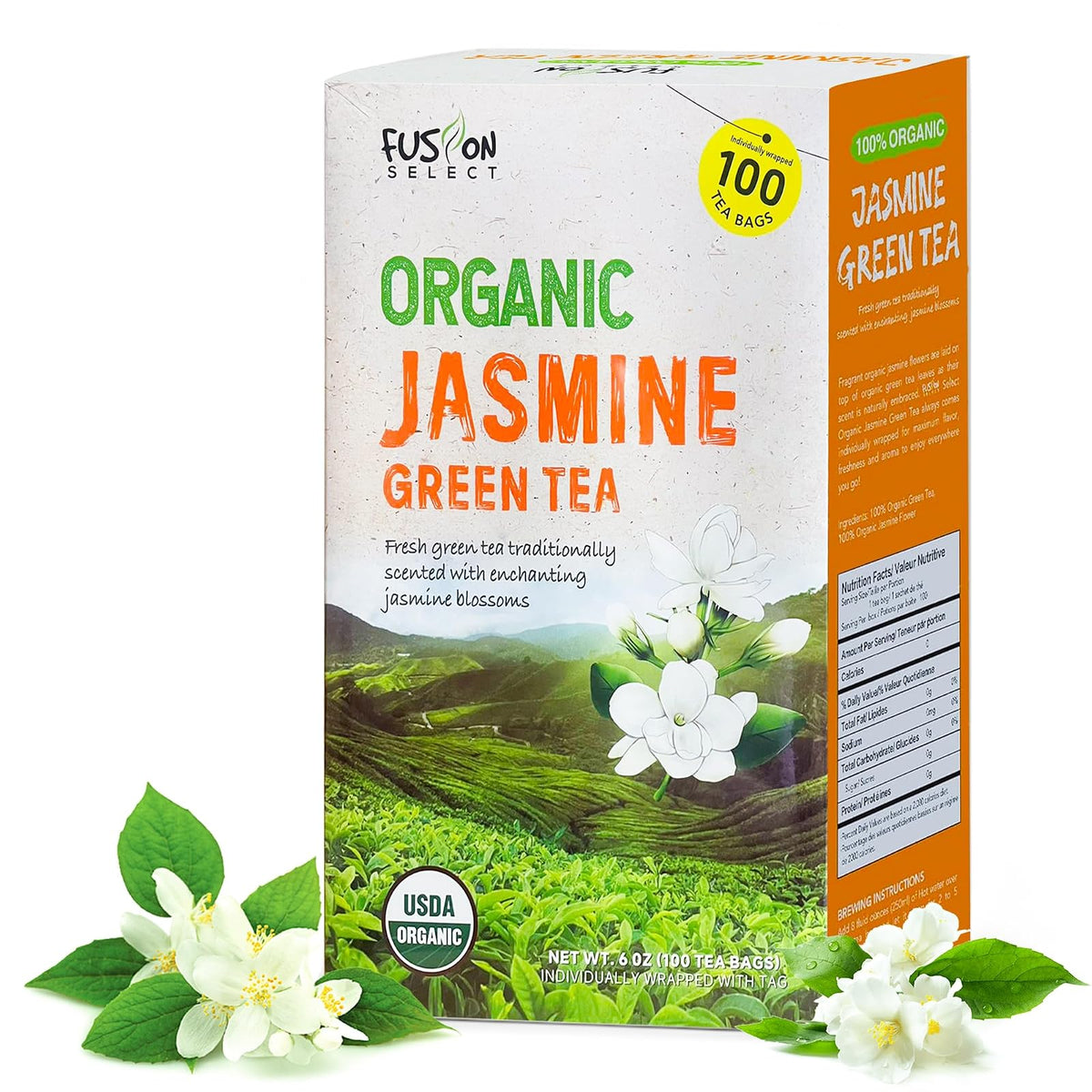 Fusion organic jasmine green tea bags