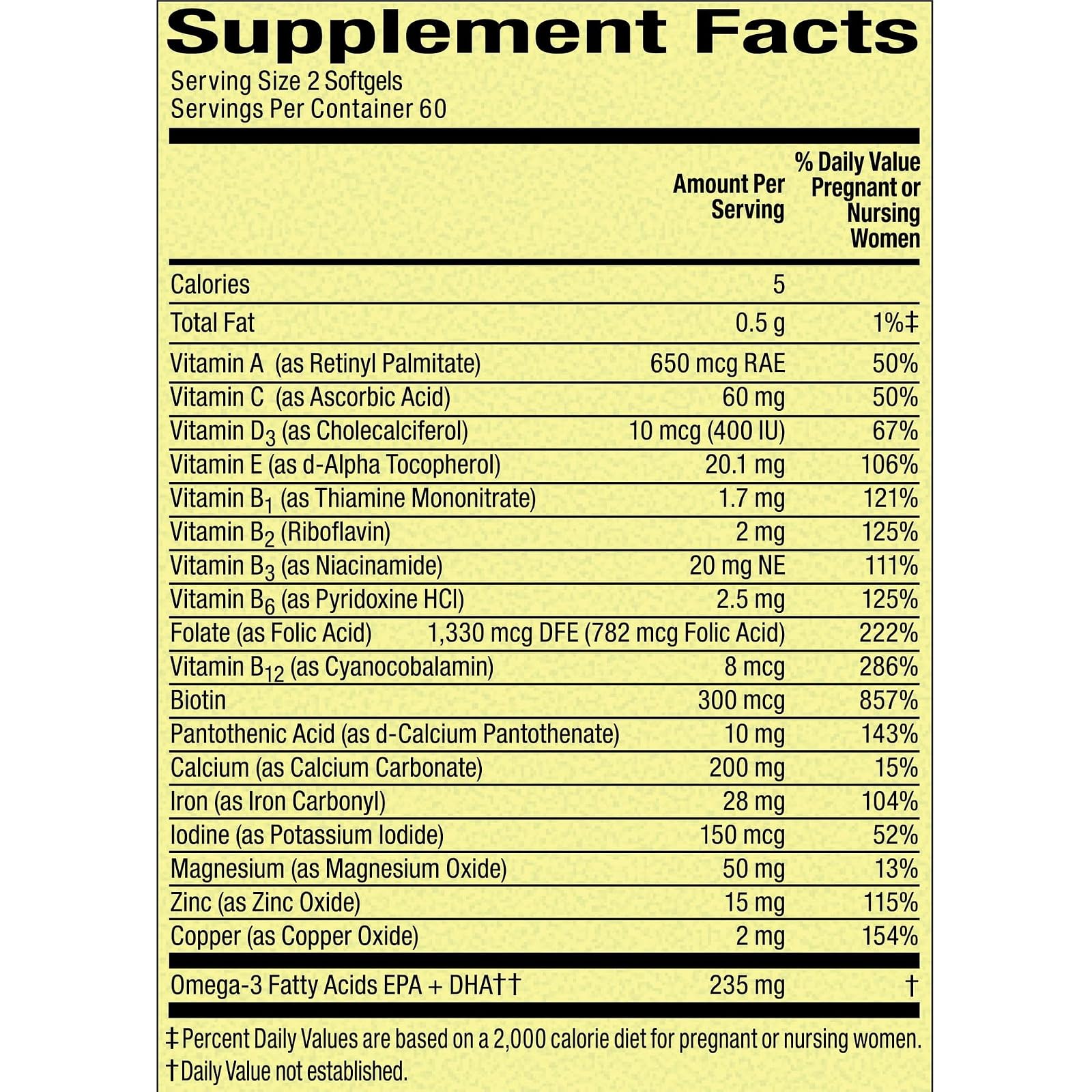 Fusion prenatal vitamins for fetal development