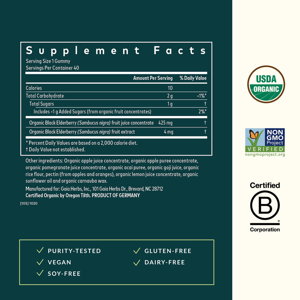 Gaia Herbs elderberry gummies benefits